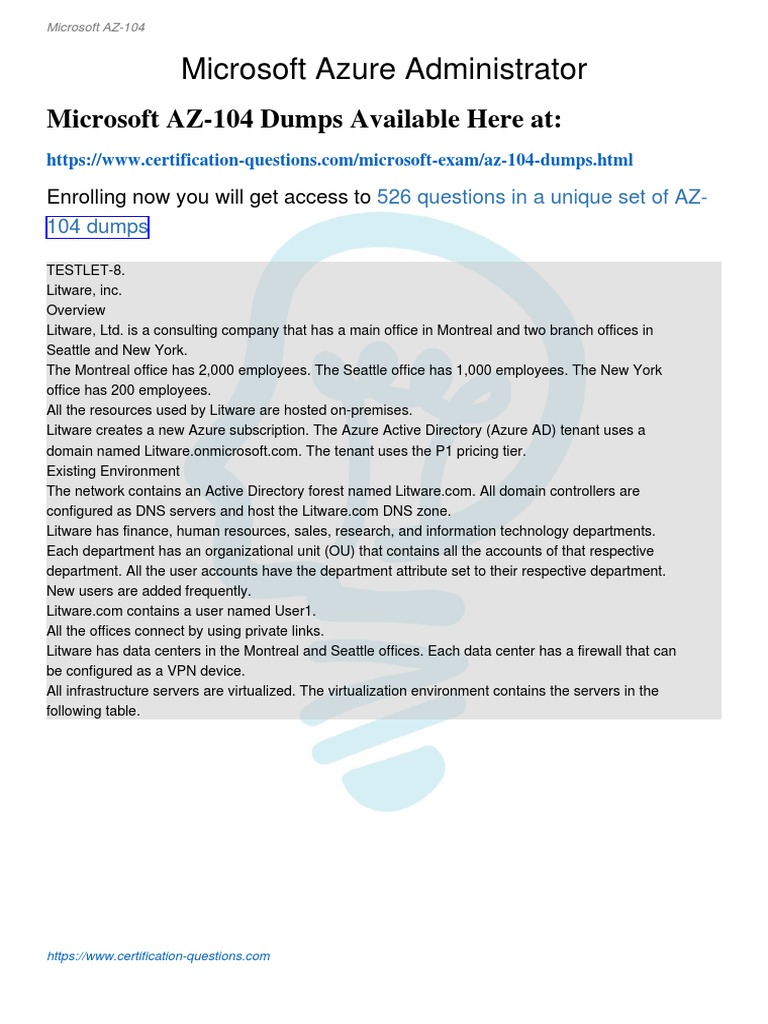 Az 104 PDF | Download Free PDF | Active Directory | Microsoft Azure