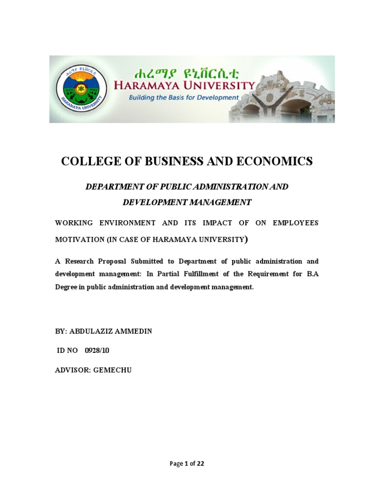 WORKING ENVIRONMENT AND ITS IMPACT OF ON EMPLOYEES MOTIVATION (IN CASE ...