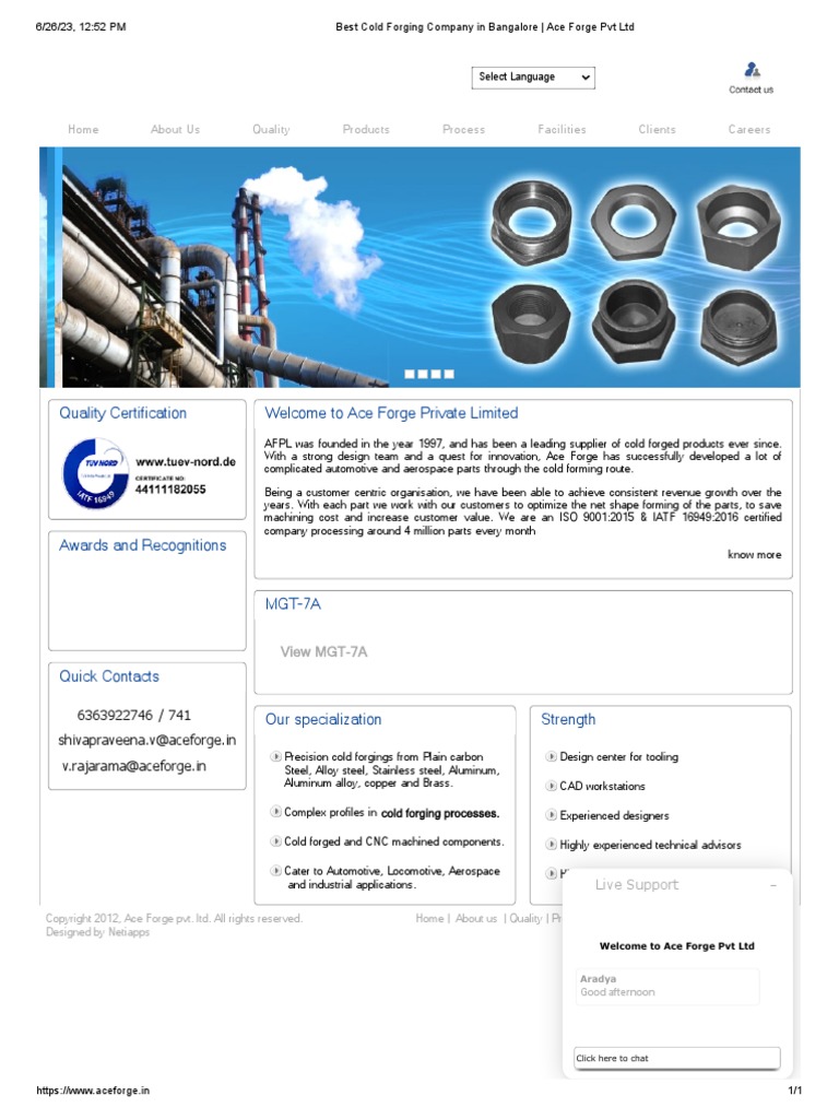 Best Cold Forging Company in Bangalore _ Ace Forge Pvt Ltd | PDF | Forging | Steel