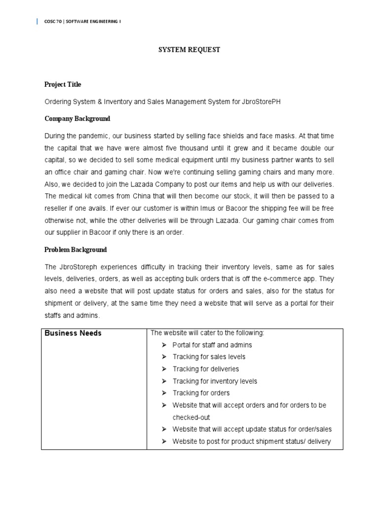 System Request | PDF | Inventory | E Commerce