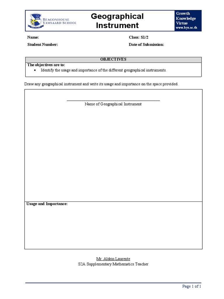 Geographical Instrument Worksheet | PDF