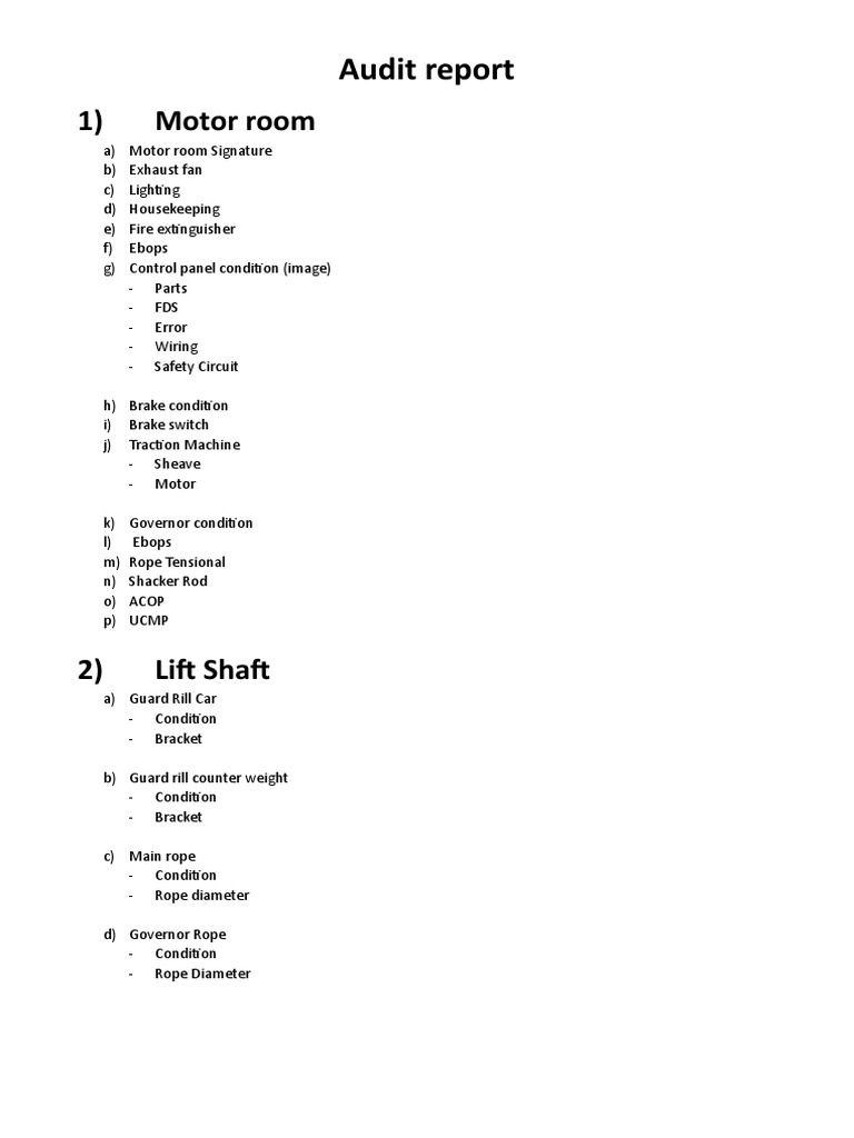Audit Report | PDF | Elevator | Door