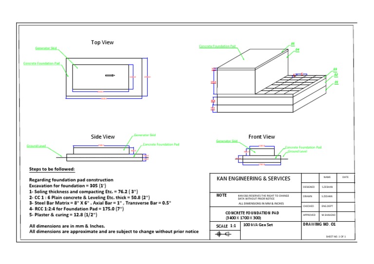 Foundation Pad for 100 kVA-Model | PDF | Concrete | Structural Engineering