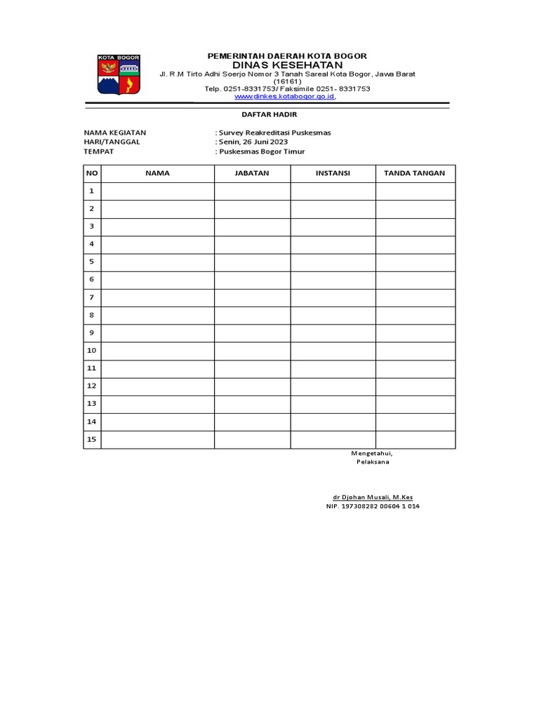 Form Daftar Hadir 030320 | PDF