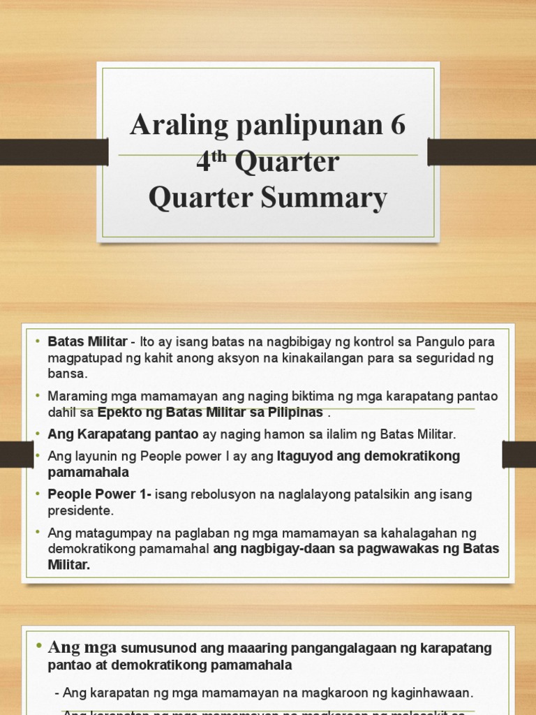 Araling Panlipunan 6 Q4 Summary | PDF
