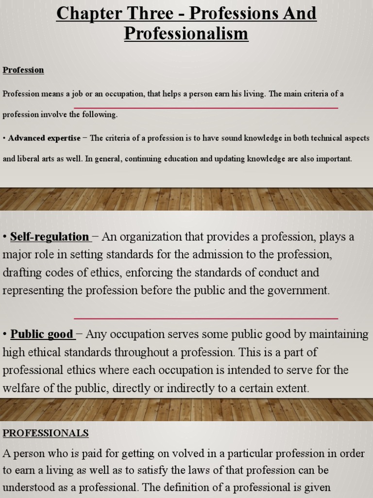 Chapter Three - Professions and Professionalism | PDF | Profession ...