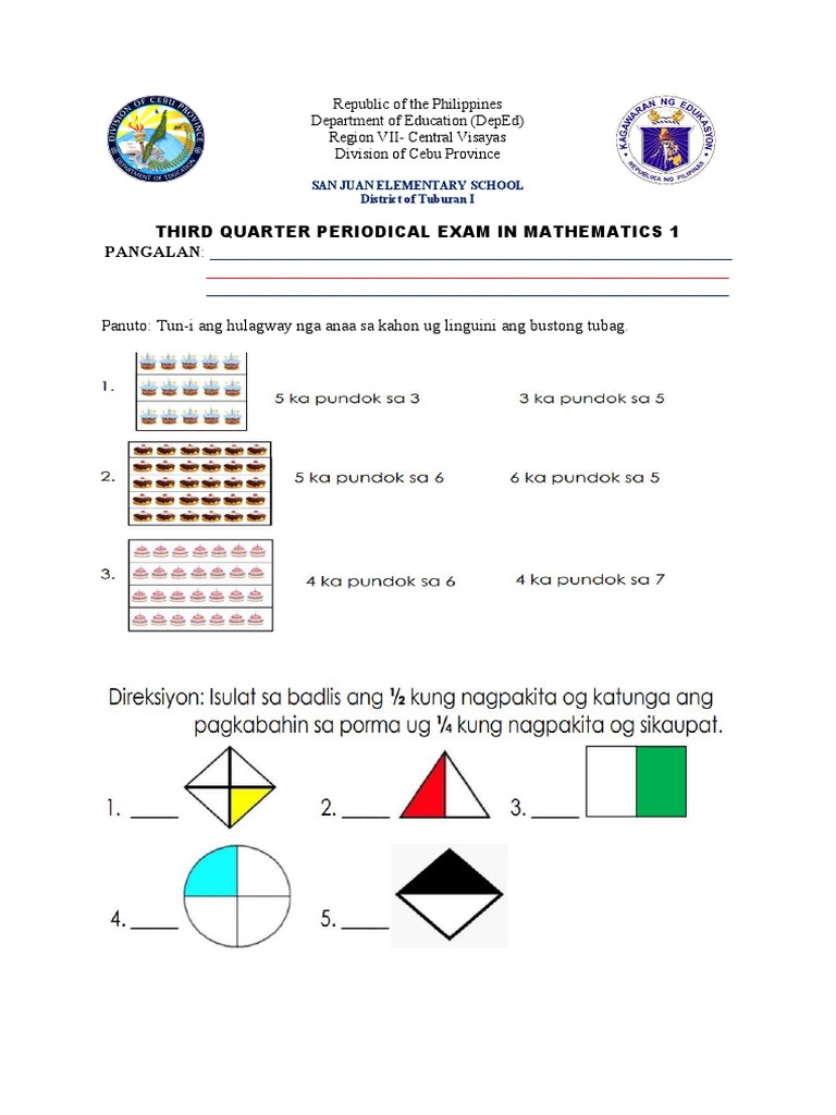 Q3 - Exam in Math 1 | PDF