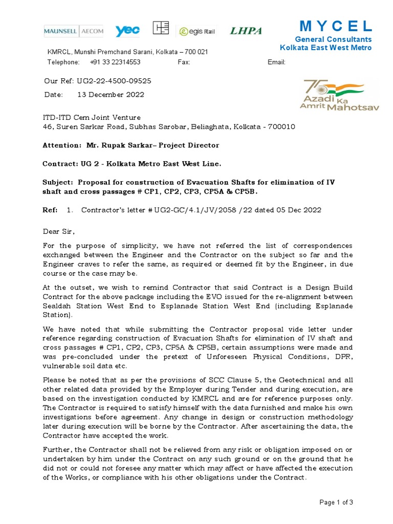 Mycel: Email: KMRCL, Munshi Premchand Sarani, Kolkata - 700 021 Telephone: +91 33 22314553 Fax ...