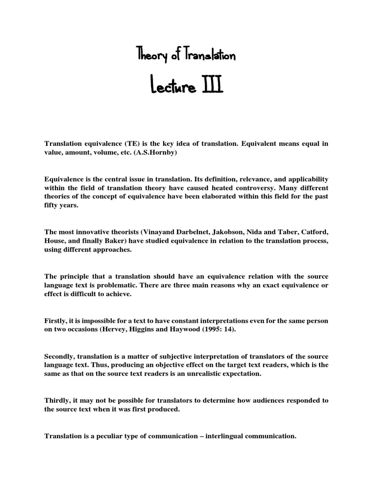 Lecture III | PDF | Translations | Word
