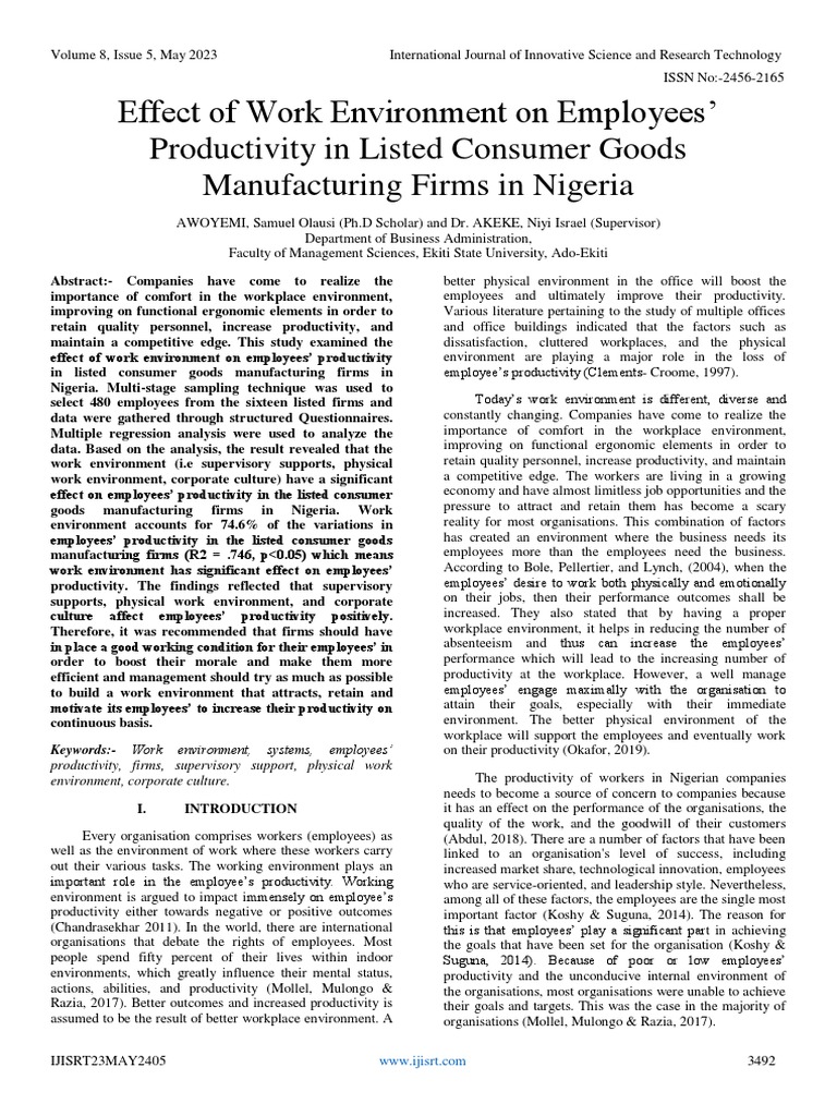 Nigerian Manufacturing Productivity Study | PDF | Employment | Survey ...