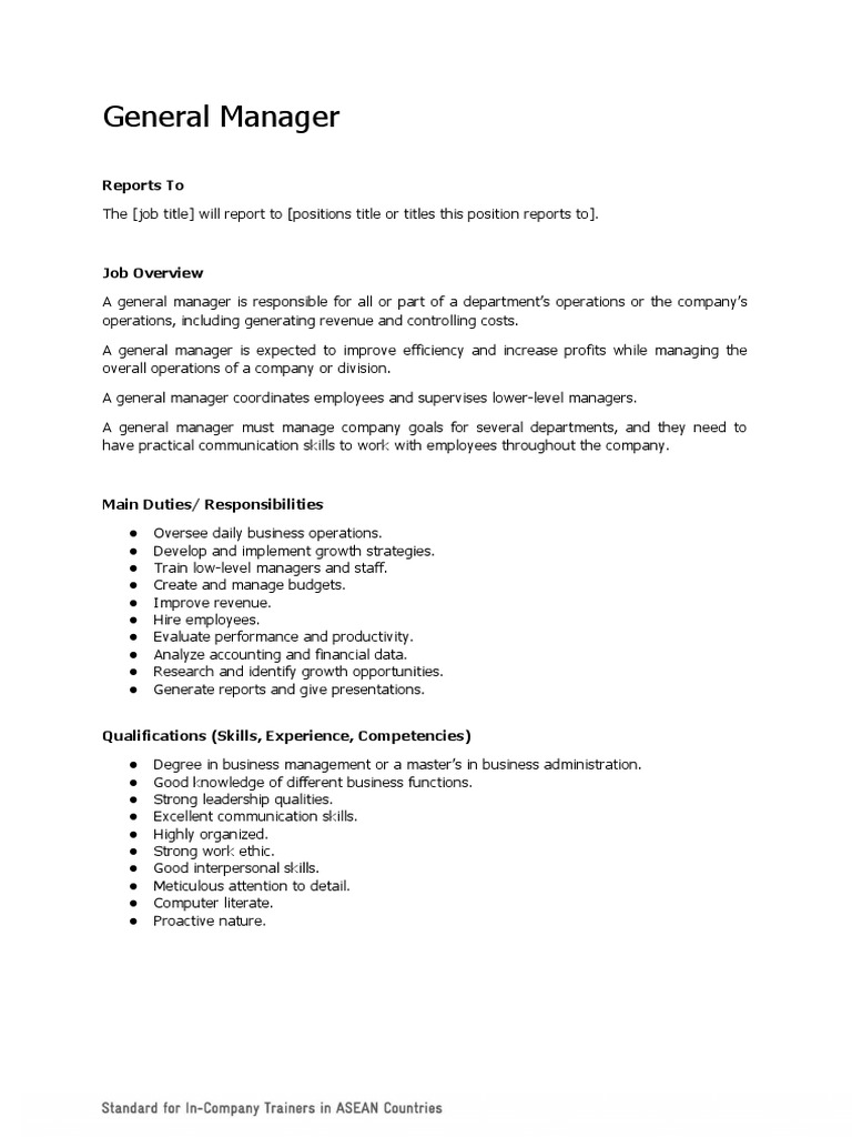 General Manager | PDF
