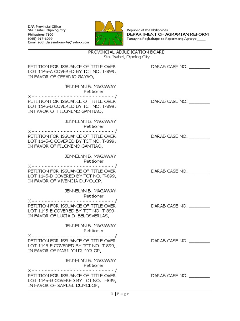 Petition DARAB MANDO AUGUST 1ST | PDF | Public Law | Judiciaries
