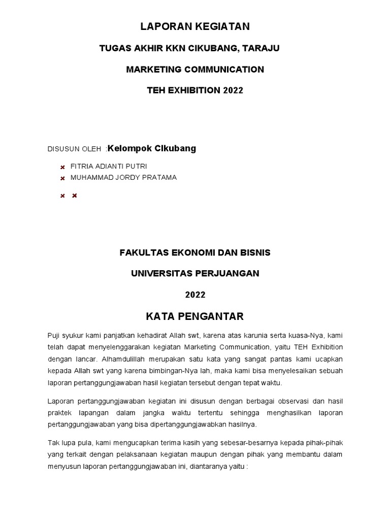 Laporan Pertanggung Jawaban Event | PDF | Karier & Perkembangan | Seni