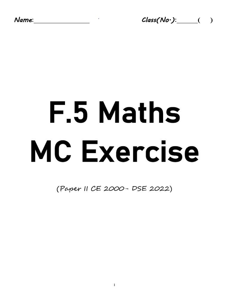 F5 Maths MC (by Topic 2000-2022)v2 | PDF | Circle | Trigonometry
