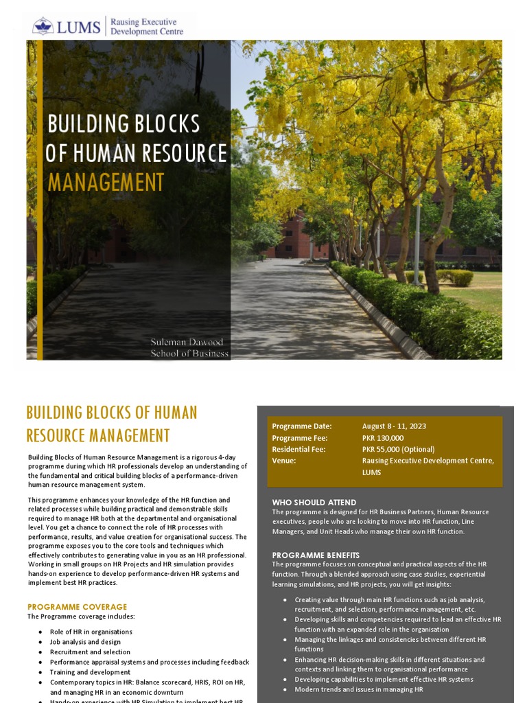 HR Training at LUMS | PDF | Payments | Fee