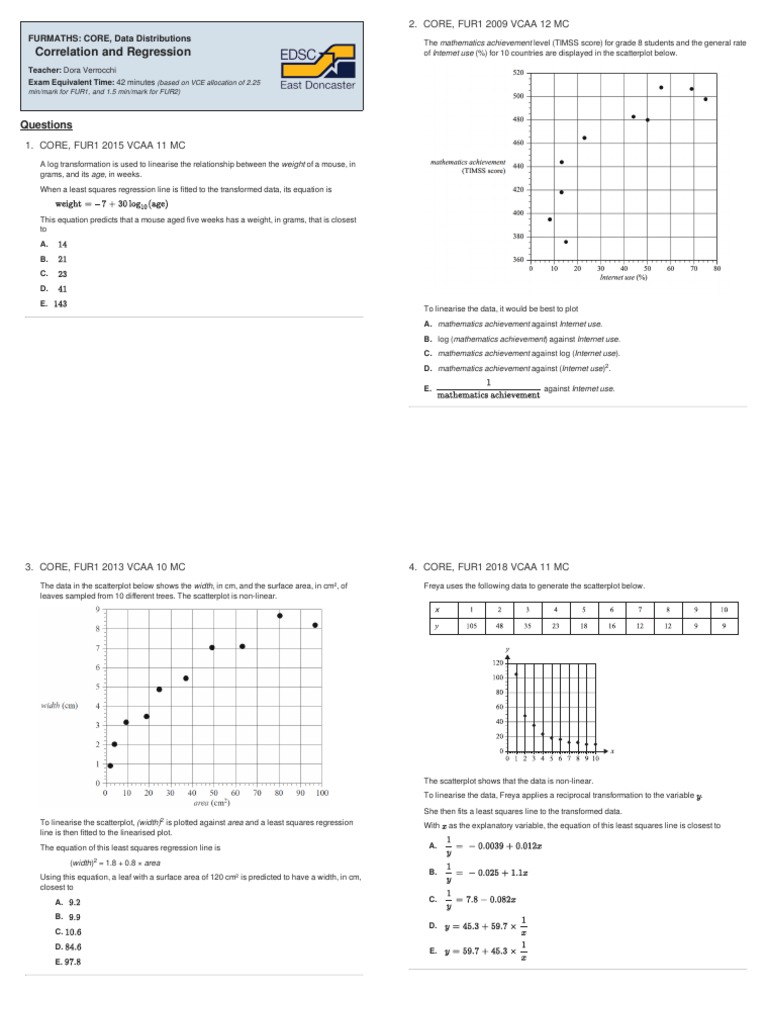 Core Data Analysis Worksheet 7 Ex3.2 | PDF | Least Squares | Regression ...