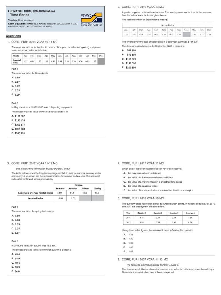 Core Data Analysis Worksheet 9-Ex4DE | PDF | Seasonality | Time Series