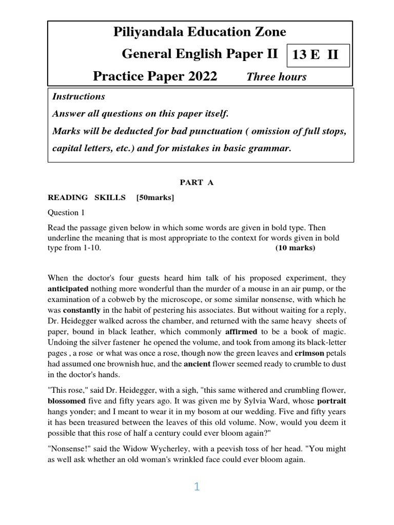 2022 General English Practice Paper II | PDF | Adverb | Adjective