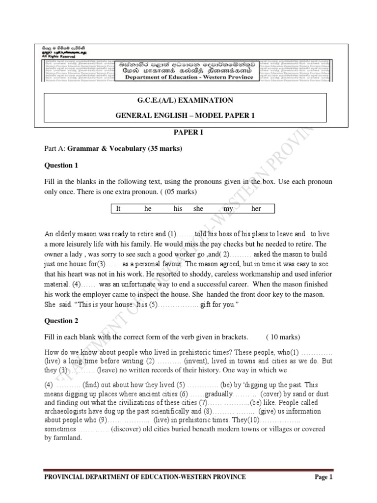 General English Model Paper 1 2020 Download Free Pdf Flood Ice