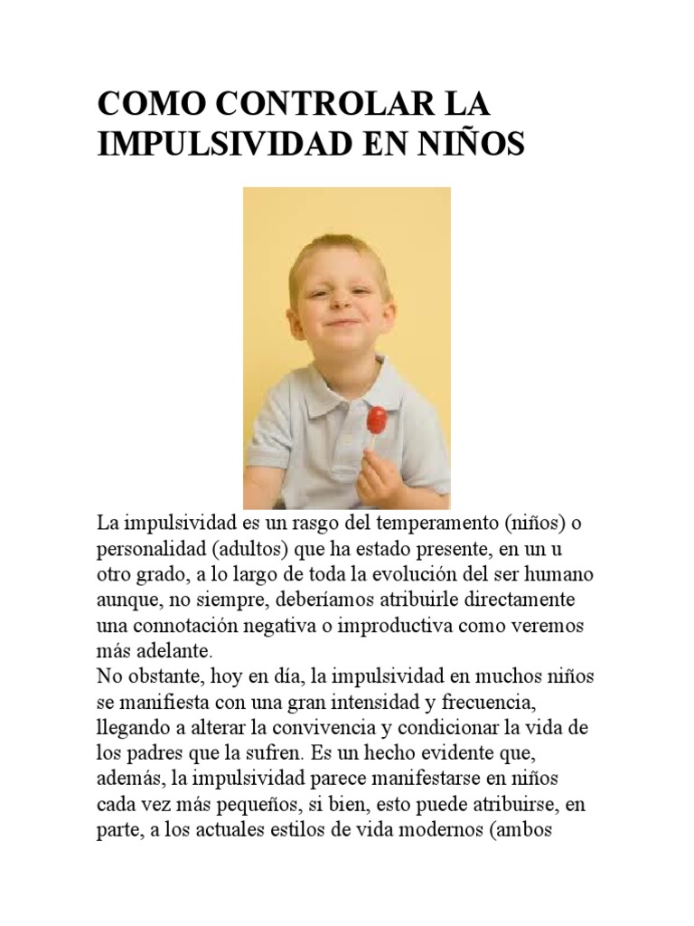 Cómo Controlar La Impulsividad en Los Niños | PDF | Desorden ...
