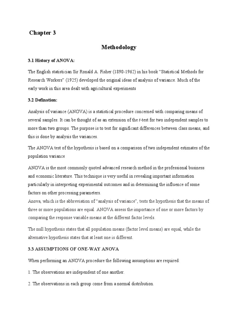Anova Methodology | PDF | Analysis Of Variance | Statistical Significance
