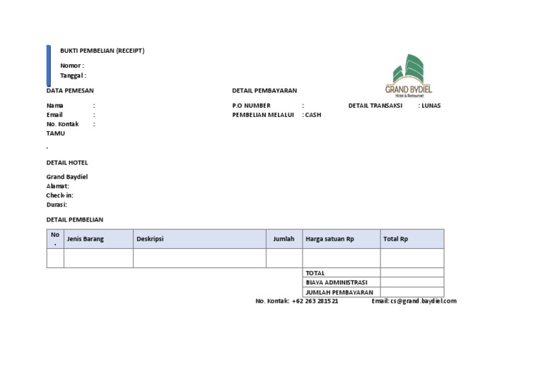 Nota Hotel Grand Baydiel | PDF