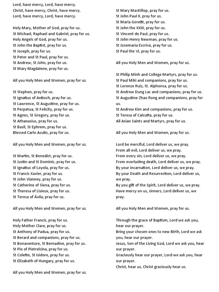 Litany of Saints | PDF | Christian Belief And Doctrine | Theology