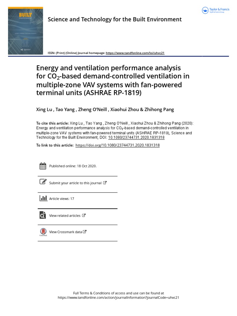 RP 1819. Energy and Ventilation Performance Analysis For CO2 Demand-Comtrolled Ventilation in ...