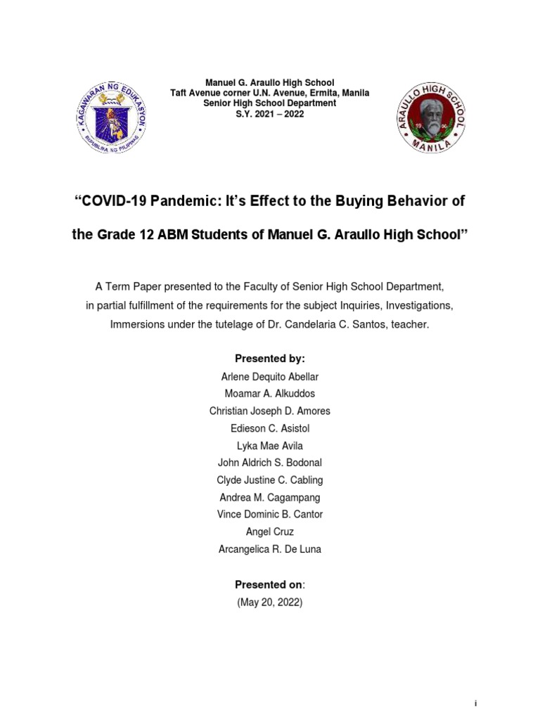 MGAHS - Research Paper - Grade 12 | PDF | Behavior | Qualitative Research