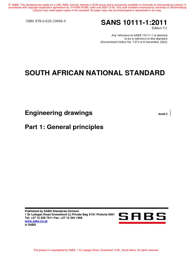SANS10111-1 General Principles | PDF | Copyright | Drawing