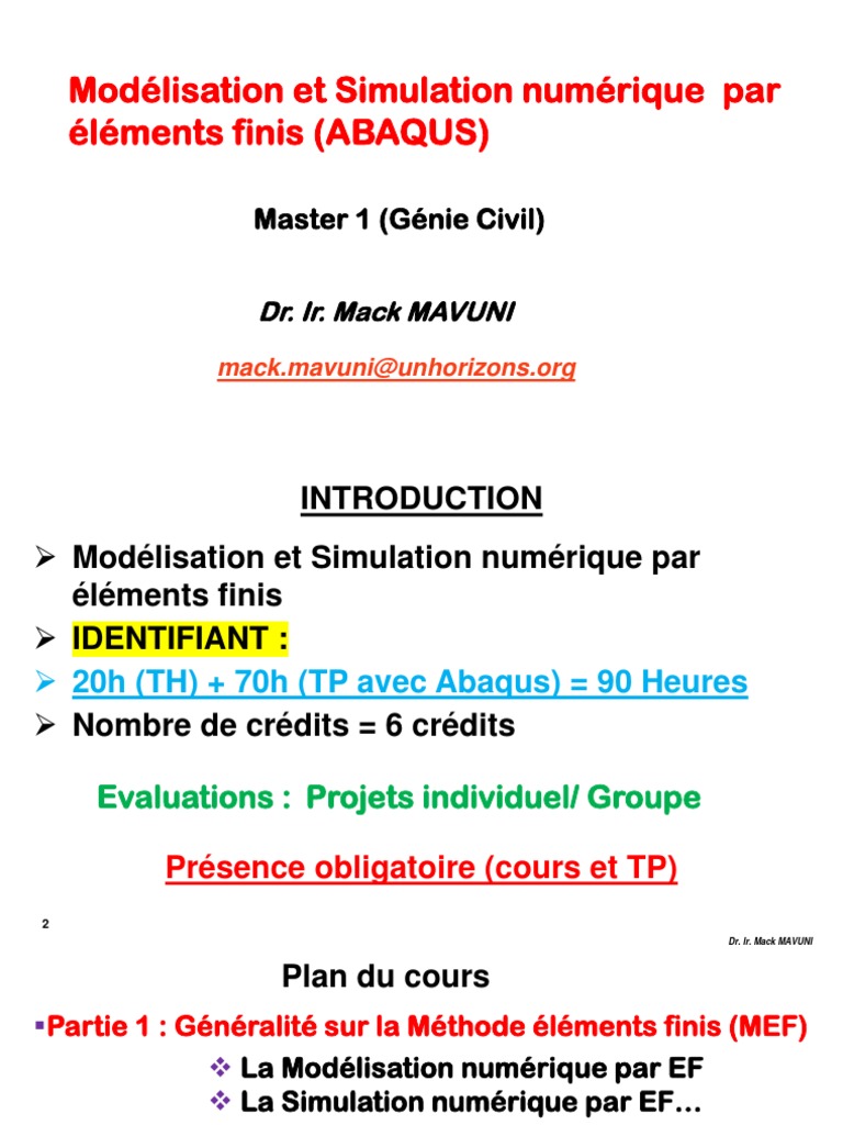 Cours Cours de Modelisation Et Simulation Par EF - MASTER 1 - GC - ESI | PDF | Méthode des ...