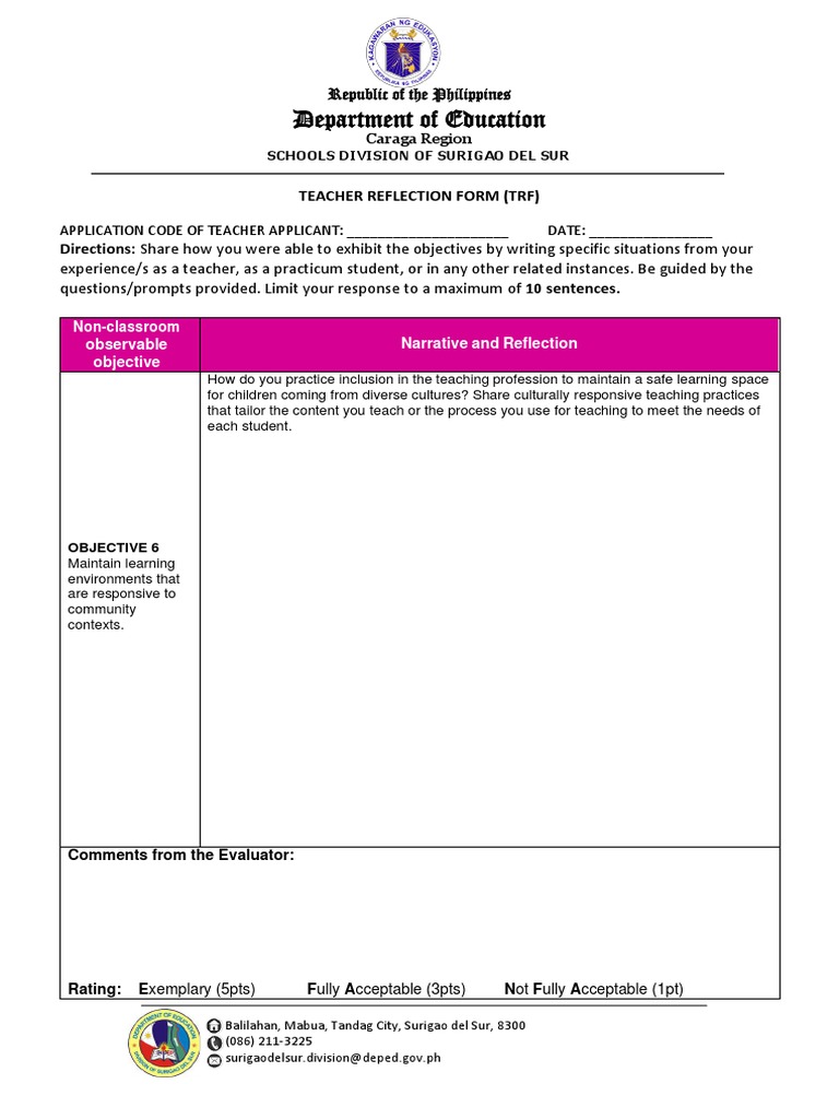 TRF For Teacher Applicant | PDF | Teachers | Learning