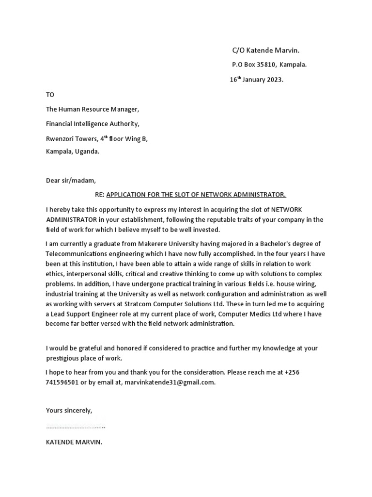 Application Letter To FIA | PDF