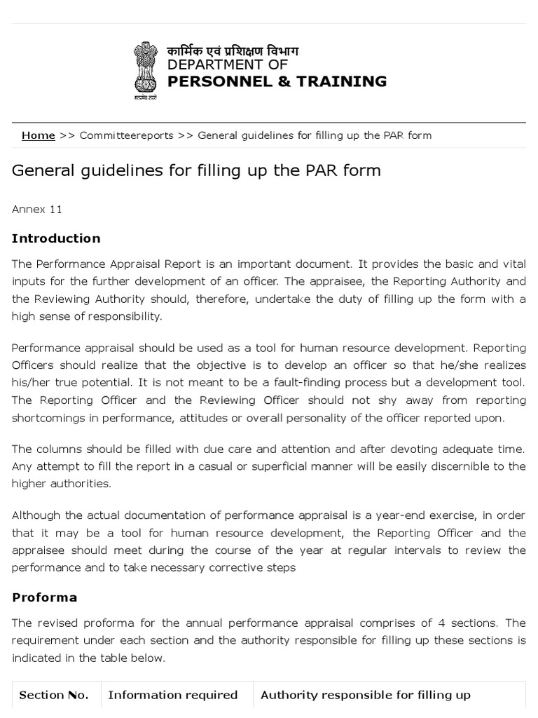 PAR Guidelines for Performance Appraisal | PDF | Performance Appraisal ...