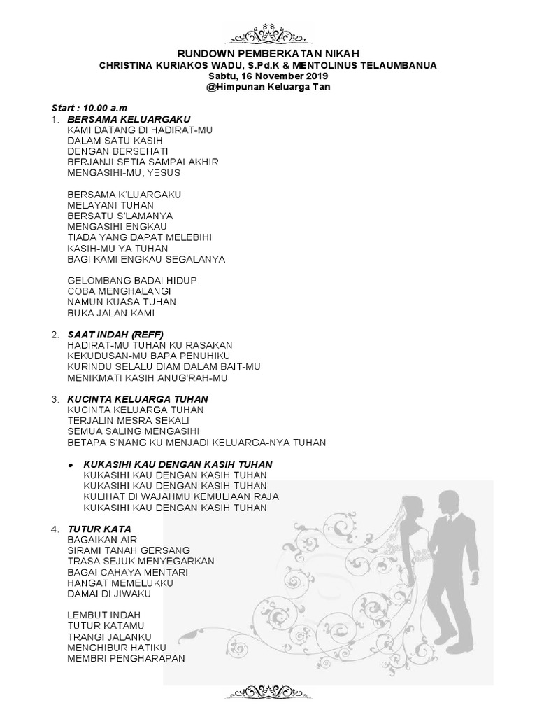 Rundown Pemberkatan Nikah Kristen | PDF