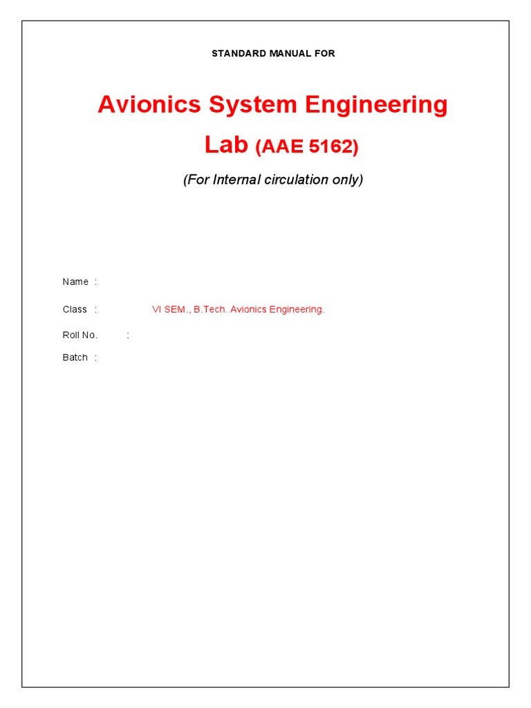 Avionics System Engineering (ASE) LAB MANUAL FINAL | PDF | Wind Tunnel ... Avionics System Engineering (ASE) LAB MANUAL FINAL | PDF | Wind Tunnel ...
