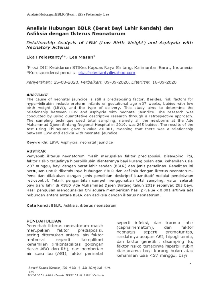 Analisis Hubungan BBLR Berat Bayi Lahir Rendah Dan | PDF