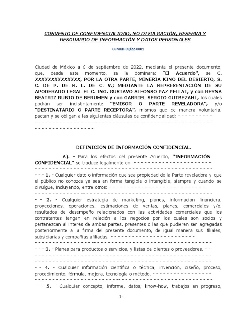 Nda MKD | PDF | Información | Acuerdo de no divulgación