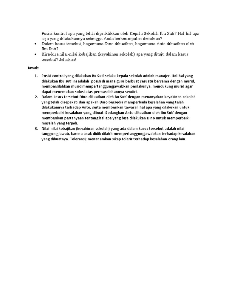 Posisi Kontrol Apa Yang Telah Dipraktikkan Oleh Kepala Sekolah Ibu Suti | PDF | Kesehatan Holistik