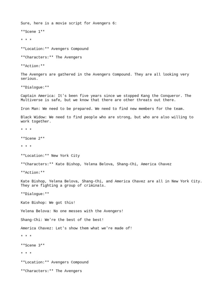 Script | PDF | Marvel Comics