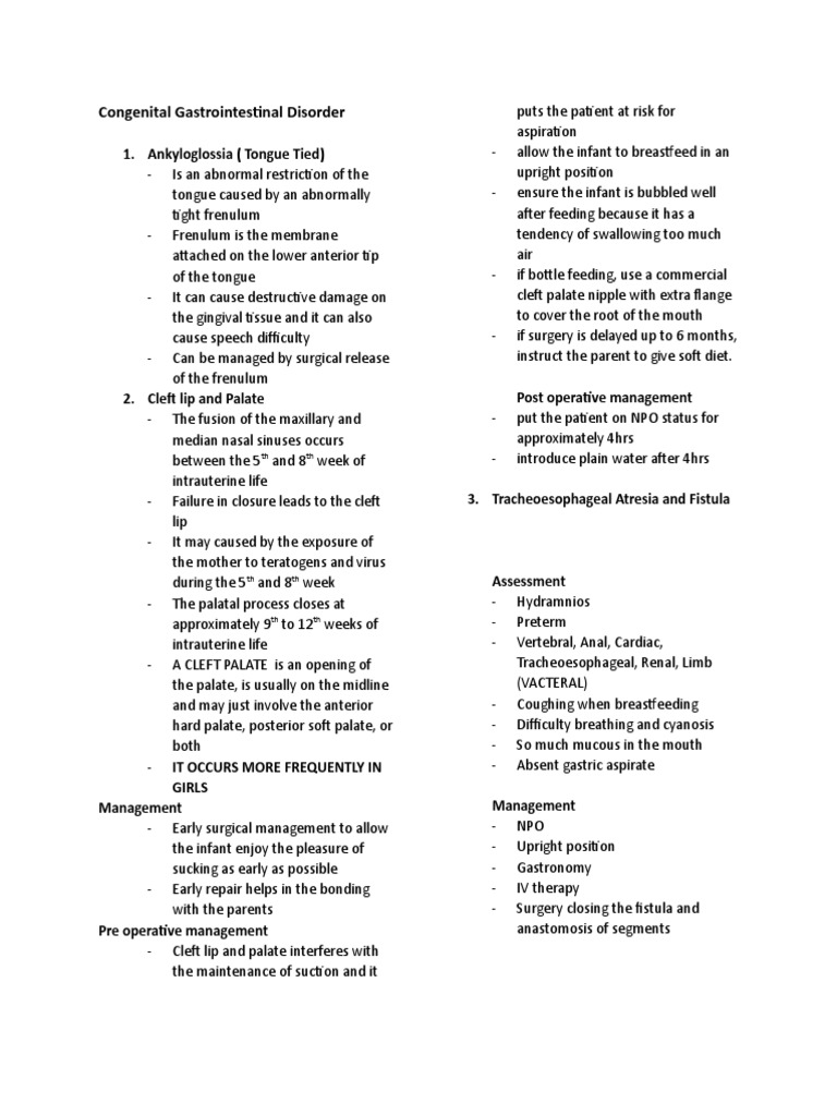 Congenital Gastrointestinal Disorder | PDF | Gastroenterology | Anatomy