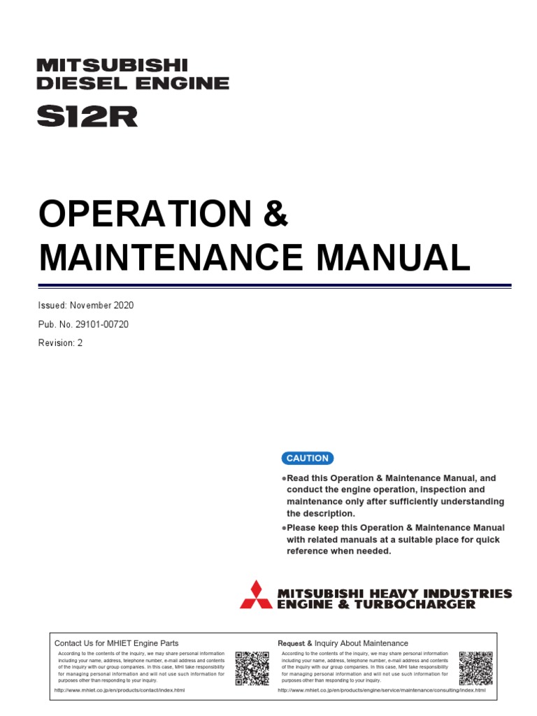 29101-00720 - 02 Mitshubishi S12R O&m | PDF | Motor Oil | Engine Technology