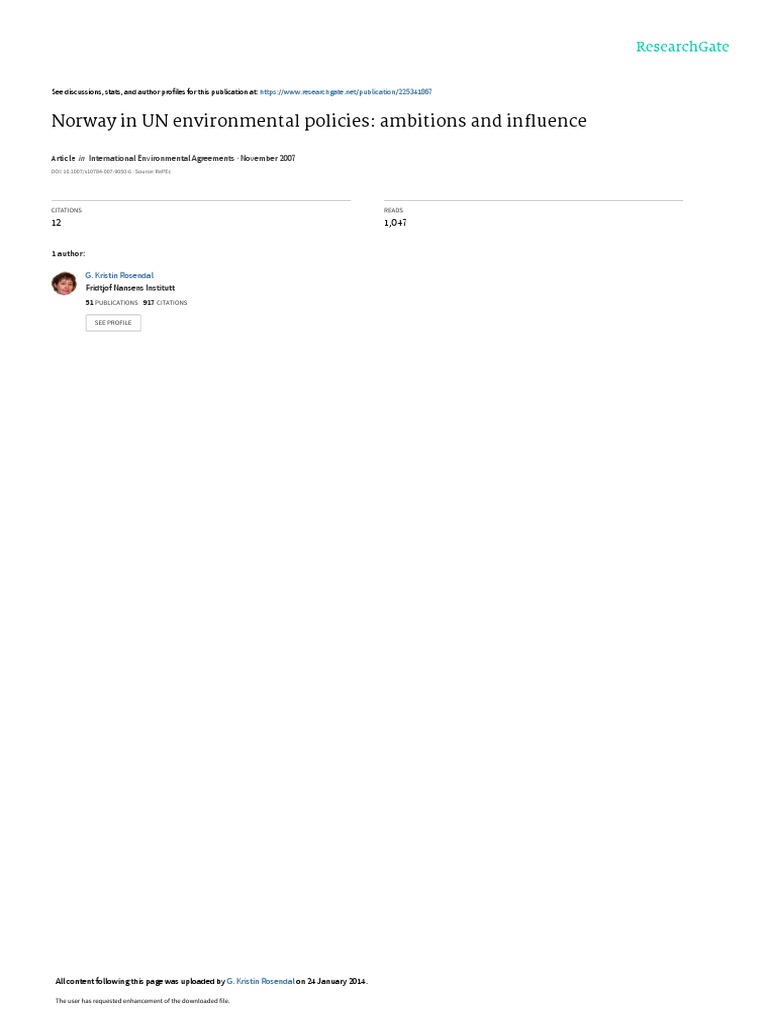 Norway in UN Environmental Policies Ambitions and | PDF | United Nations Environment Programme ...