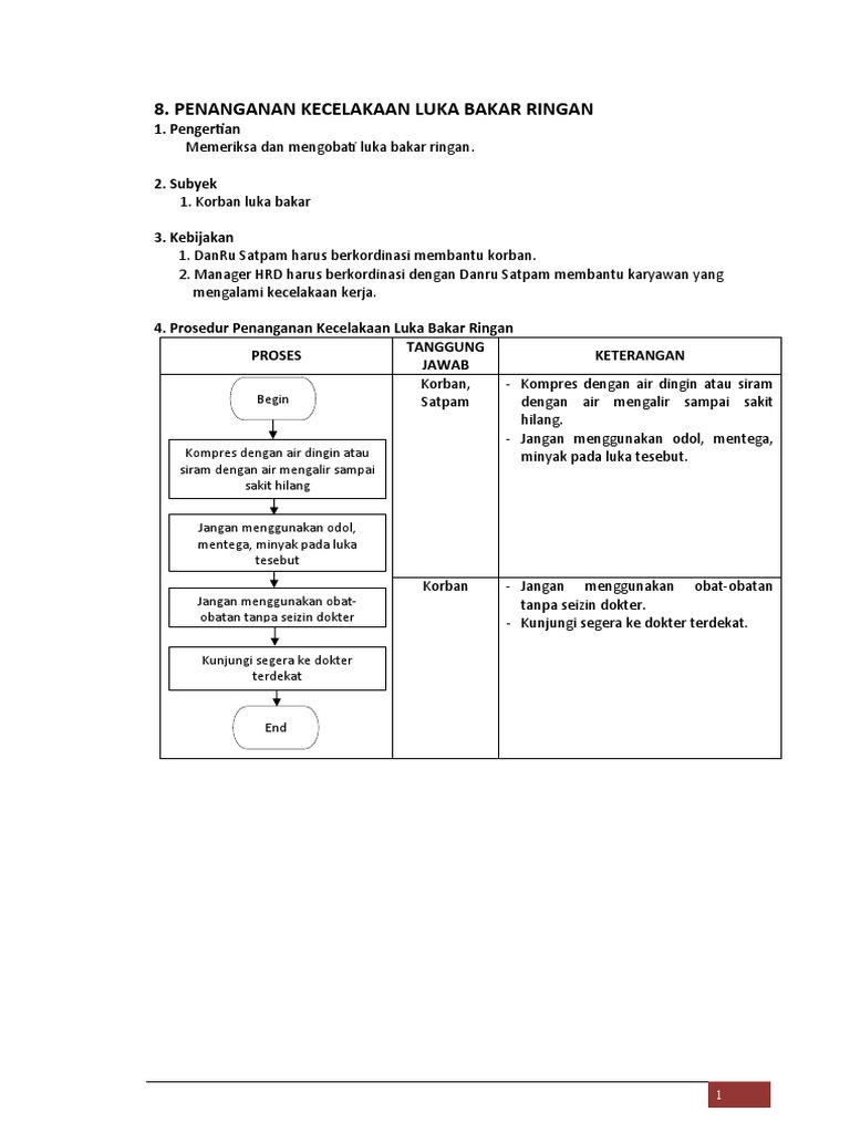 8. Flow Chart Penanganan Kecelakaan Luka Bakar Ringan | PDF