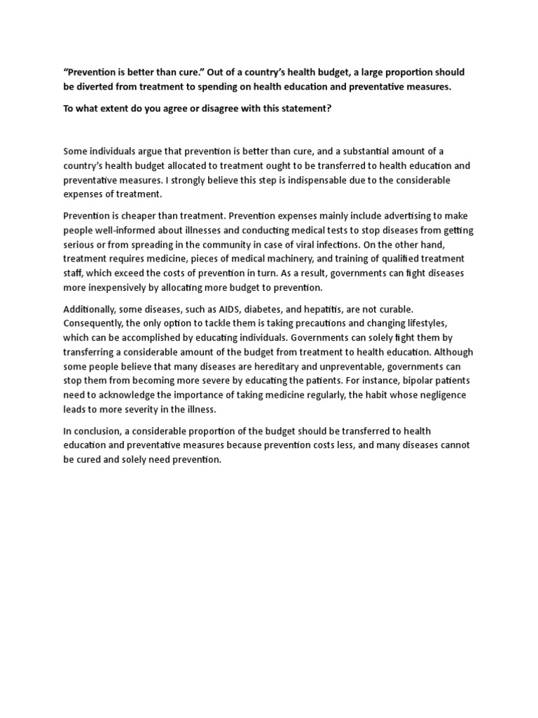 Prevention is better than cure | PDF | Preventive Healthcare | Cure