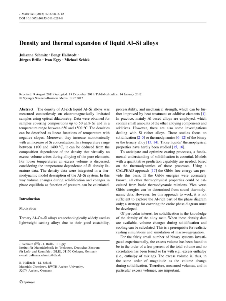 s10853 011 6219 8 - Density | PDF | Density | Temperature