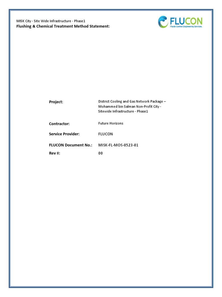 Flushing Chemical Treatment Method Statement Misk City Pdf