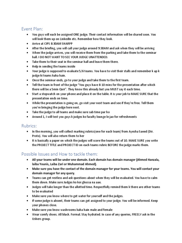 Ushers Instructions | PDF