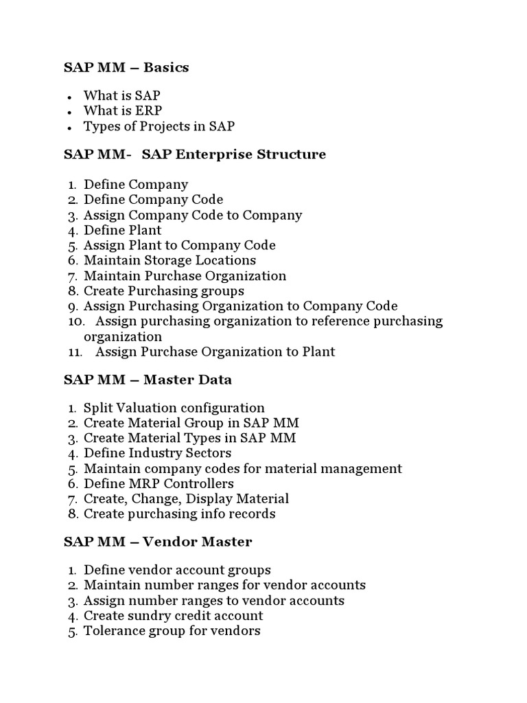 SAP MM Syllabus | PDF