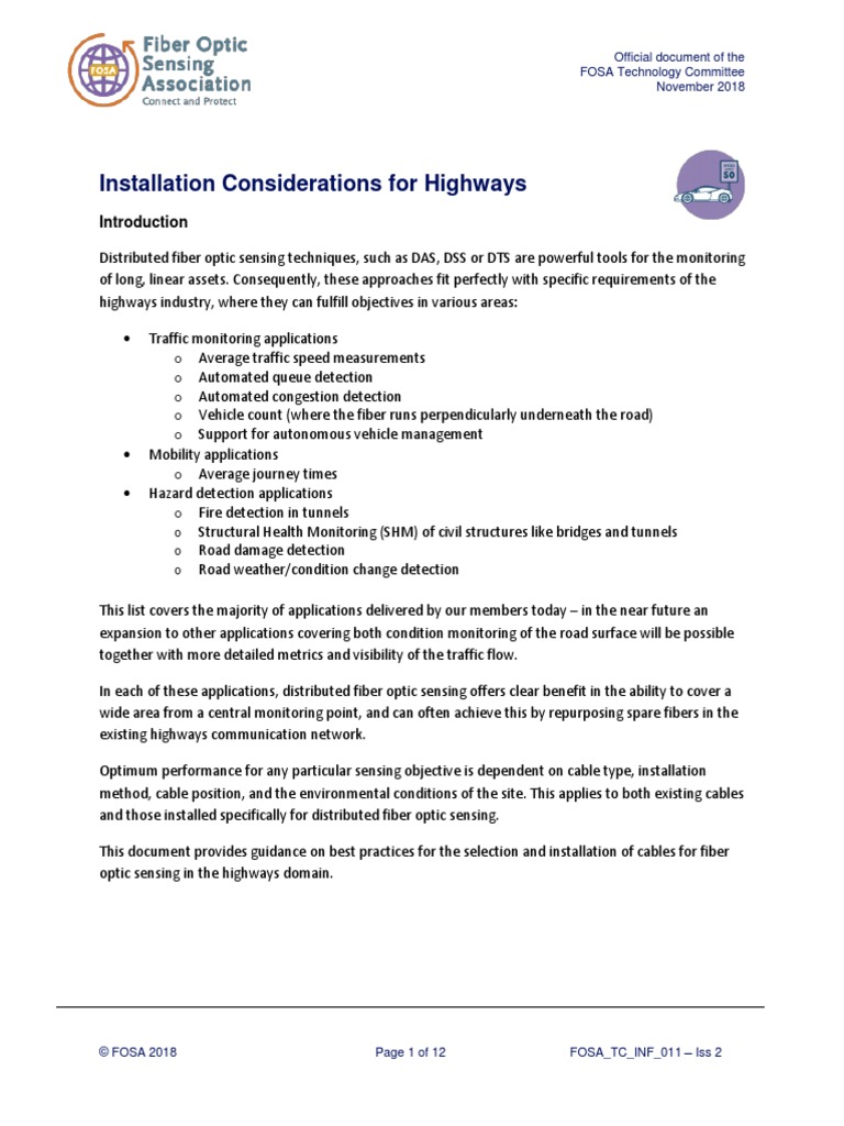 FOSA DFOS Installation Considerations for Highways | PDF | Optical ...